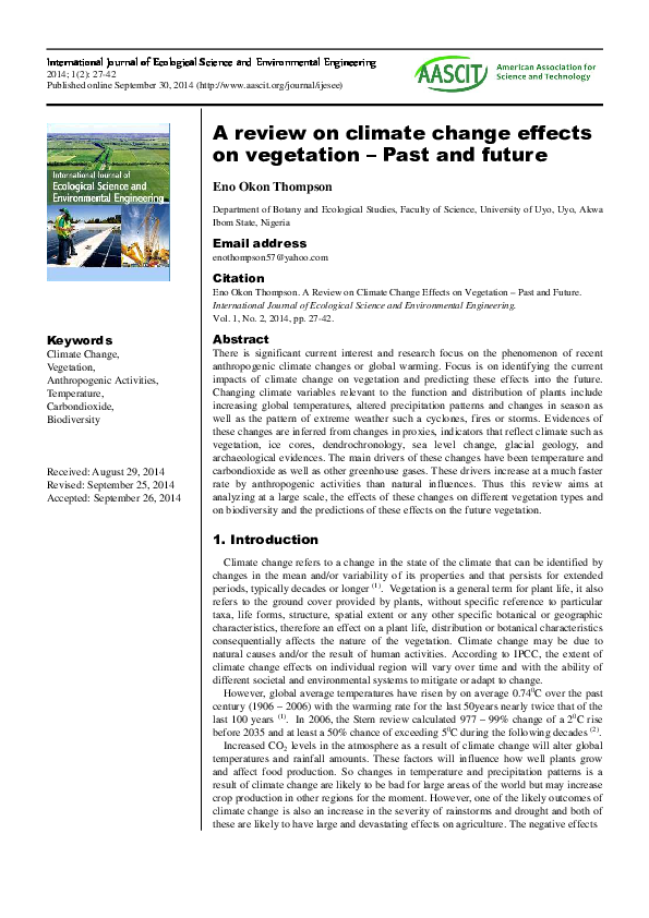 (PDF) A review on climate change effects on vegetation - Past and future