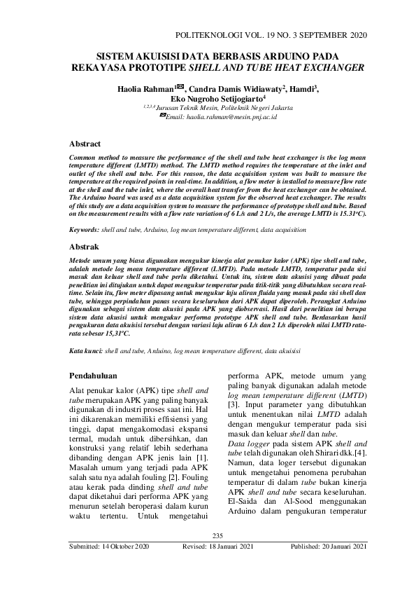 (PDF) Arduino-Based Data Acquisition for Heat Exchanger