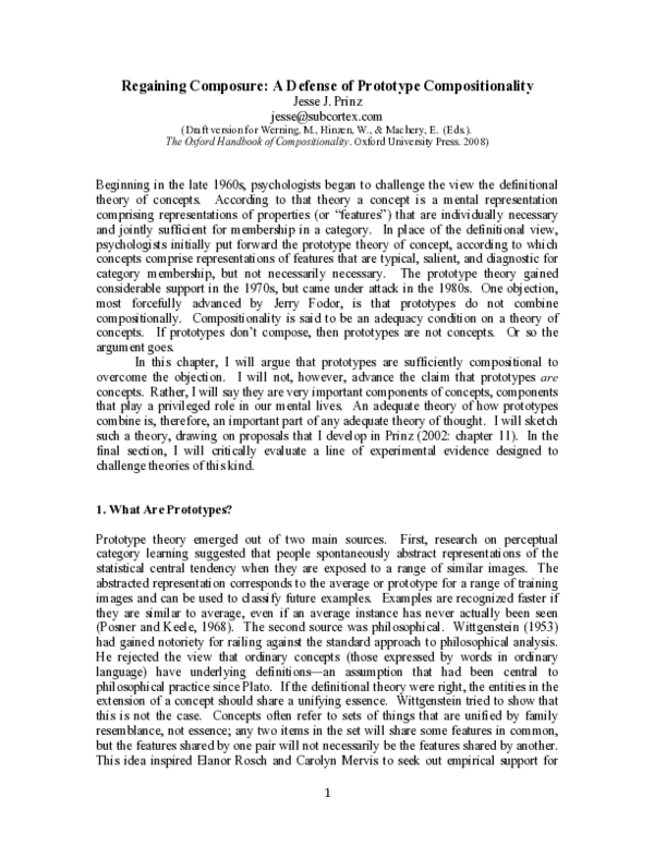 (PDF) Regaining Composure: A Defence Of Prototype Compositionality