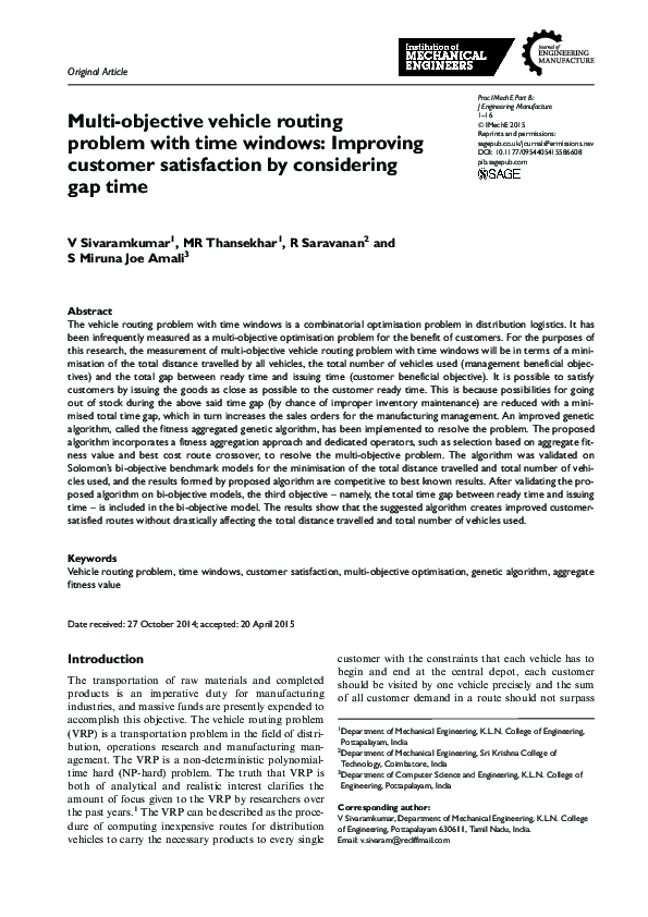 (PDF) Multi-objective vehicle routing problem with time windows using goal programming and ...