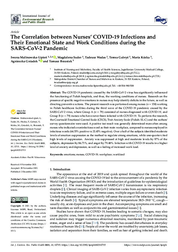 (PDF) The Correlation between Nurses’ COVID-19 Infections and Their ...
