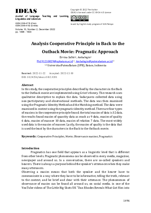 (PDF) Analysis Cooperative Principle in Back To The Outback Movie ...