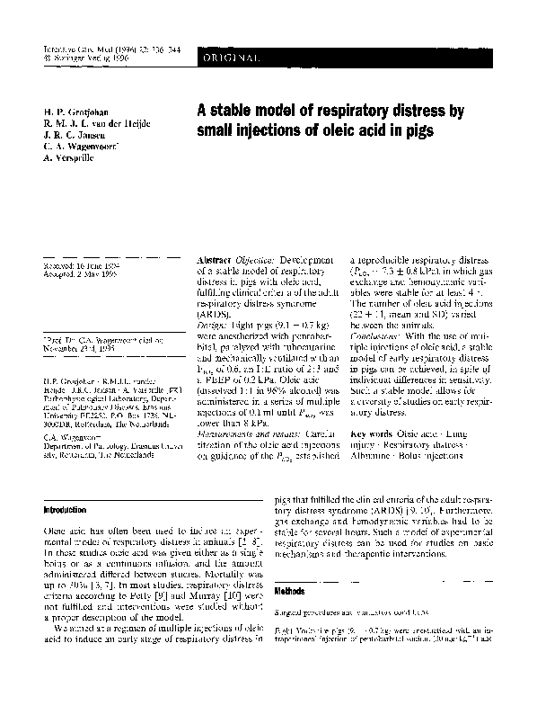 (PDF) A stable model of respiratory distress by small injections of ...