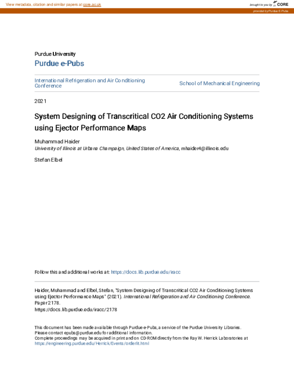 (PDF) System Designing of Transcritical CO2 Air Conditioning Systems using Ejector Performance ...