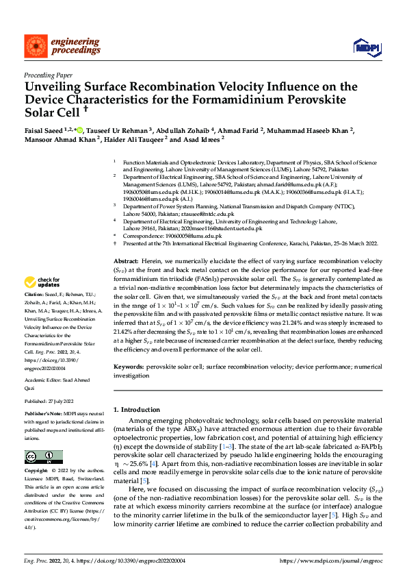 Unveiling Surface Recombination Velocity Influence on the Device ...