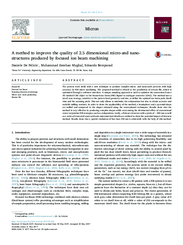 (PDF) A method to improve the quality of 2.5 dimensional micro-and nano ...