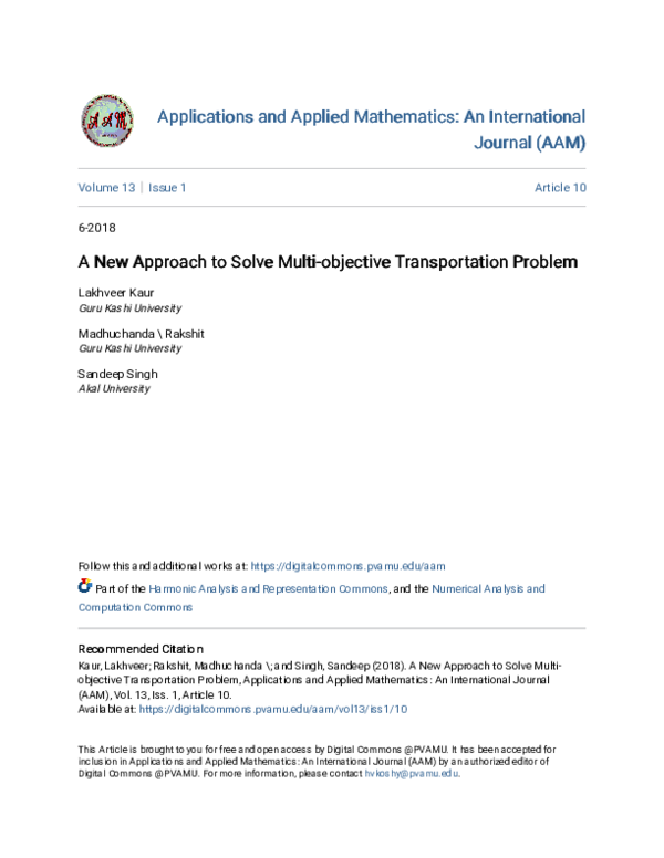 (PDF) A New Approach to Solve Multi-objective Transportation Problem