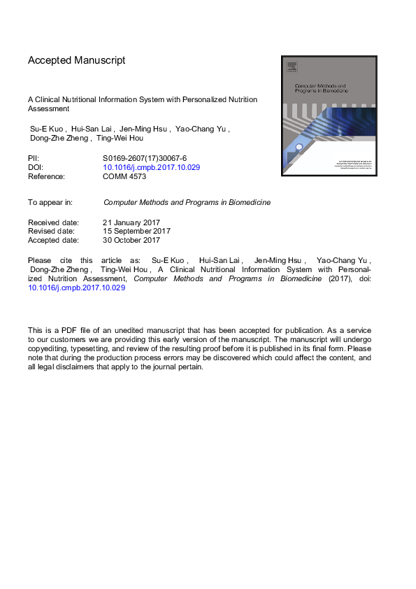 (PDF) A clinical nutritional information system with personalized ...
