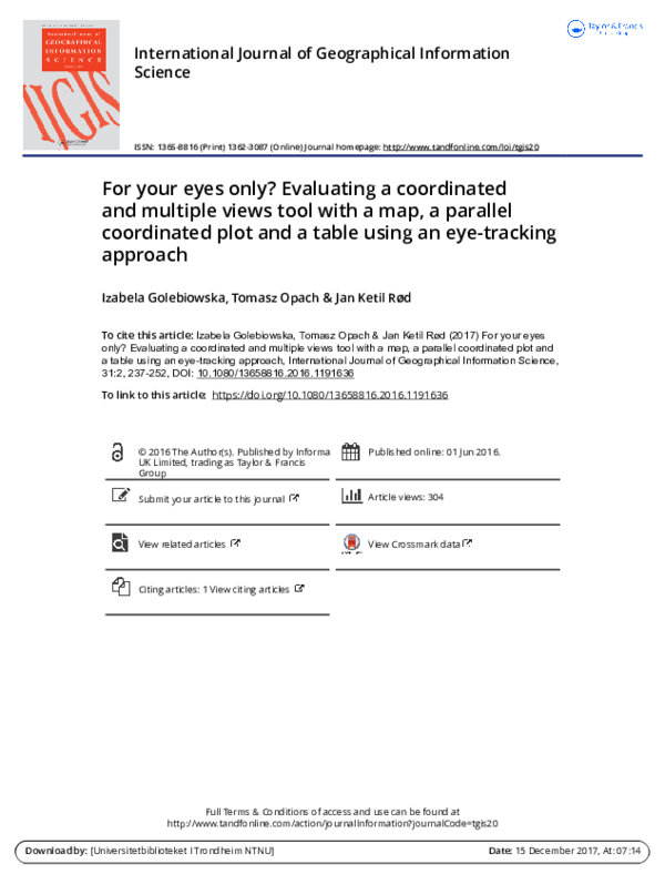 Pdf For Your Eyes Only Evaluating A Coordinated And Multiple Views Tool With A Map A