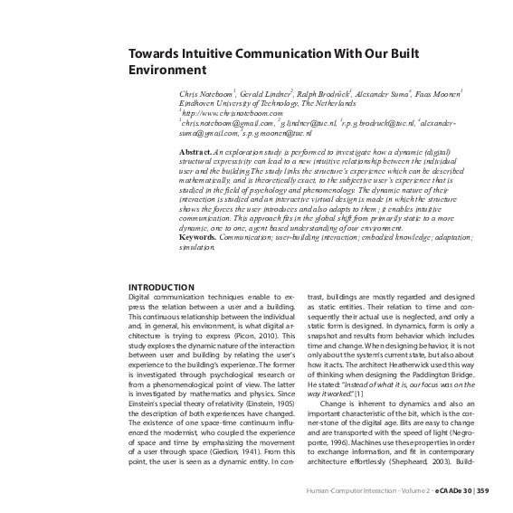 (PDF) Towards Intuitive Communication With Our Built Environment ...