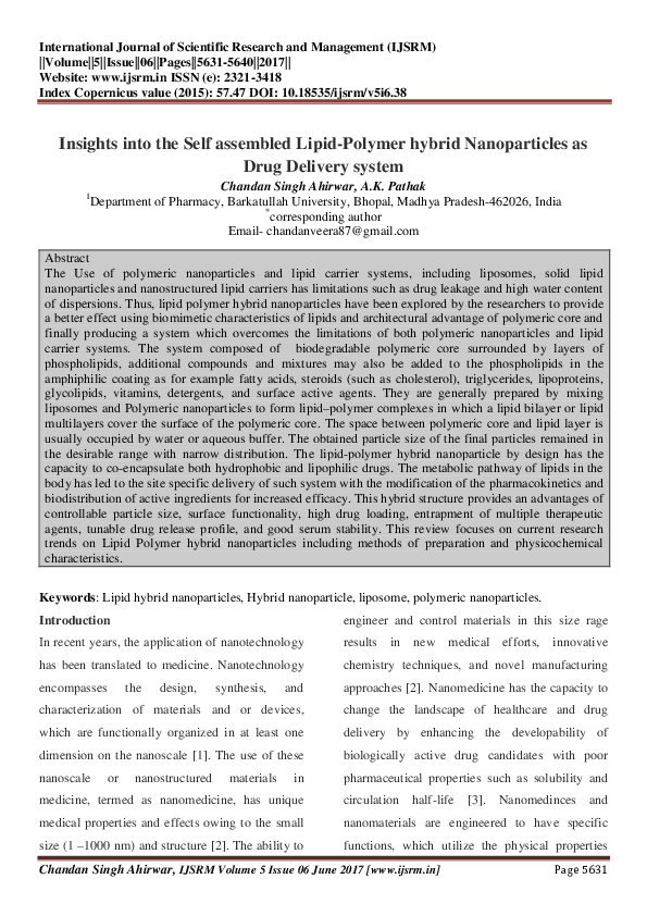 (PDF) Insights into the Self assembled Lipid-Polymer hybrid ...