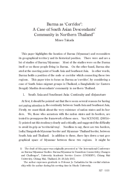 (PDF) Burma as 'Corridor': A Case of South Asian Descendants' Community ...