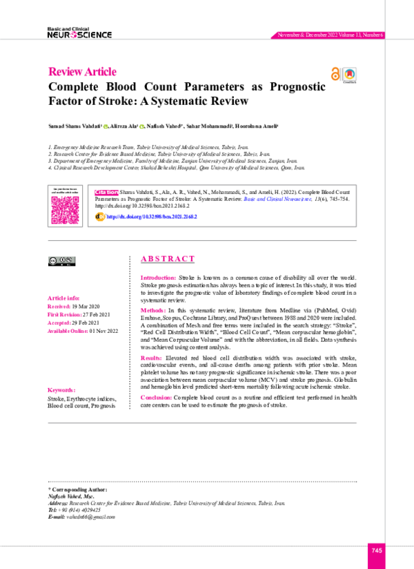 (PDF) Review Article Complete Blood Count Parameters as Prognostic ...