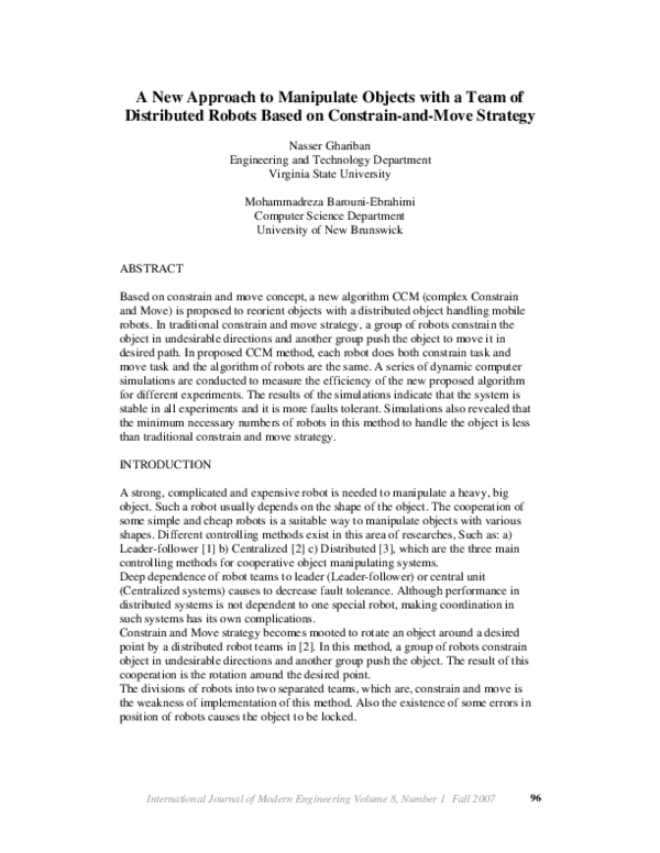 (PDF) A New Approach to Manipulate Objects with a Team of Distributed Robots Based on Constrain ...