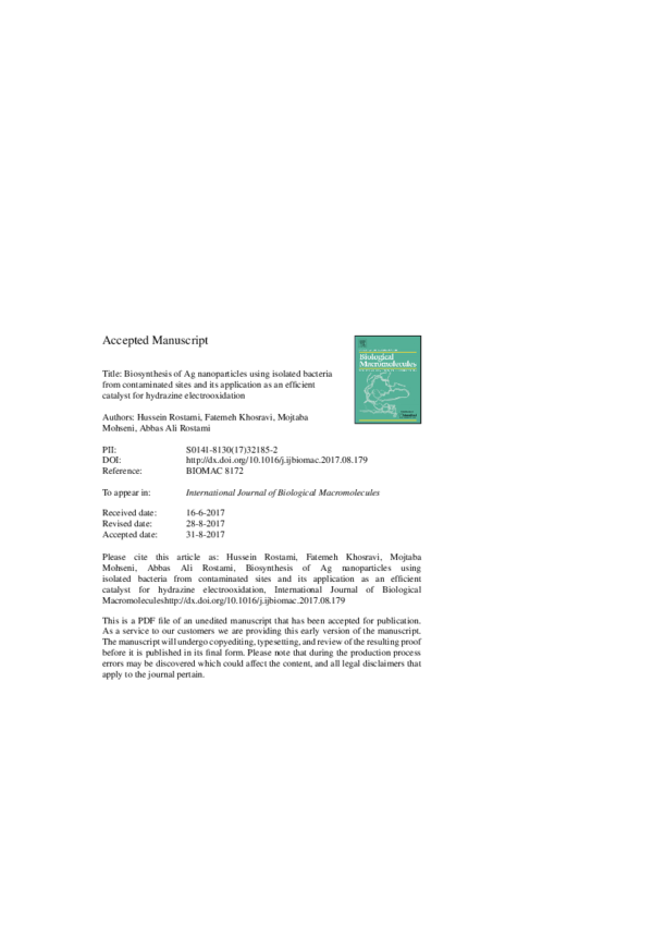 (PDF) Biosynthesis of Ag nanoparticles using isolated bacteria from ...