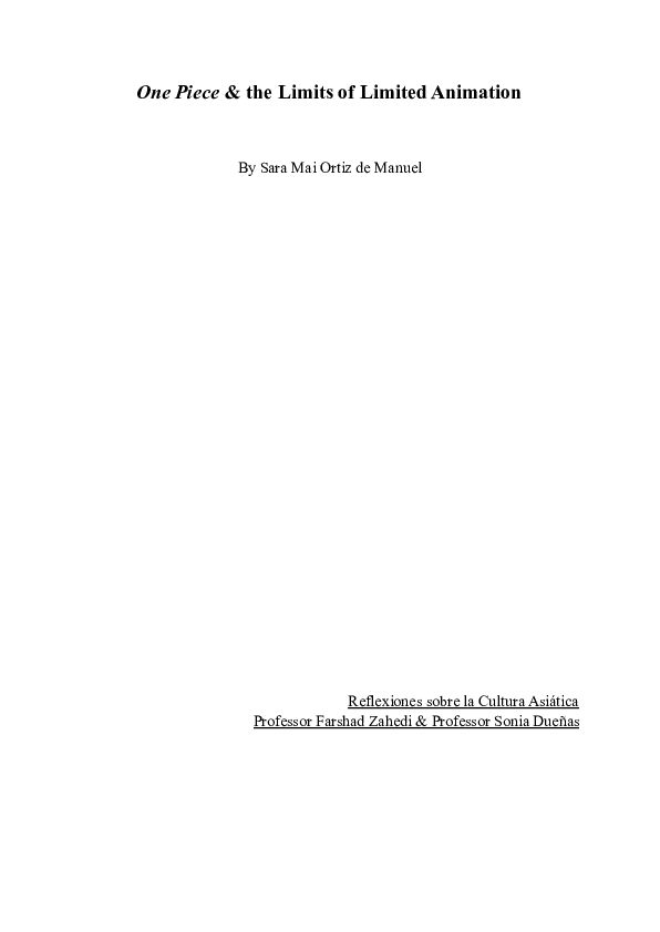 (PDF) One Piece & the Limits of Limited Animation