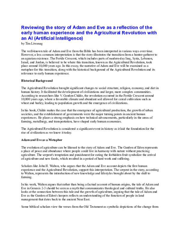 (PDF) Reviewing the story of Adam and Eve as a reflection of the early ...