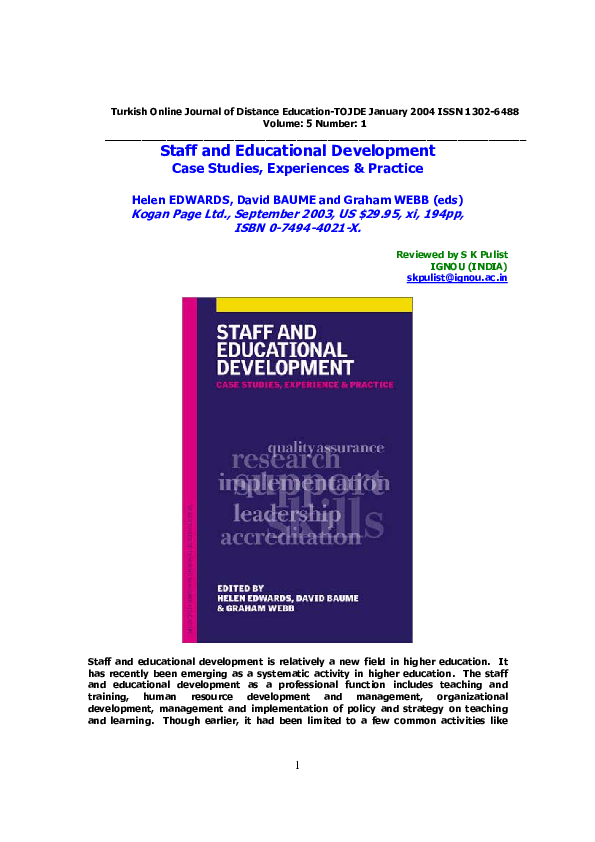 (PDF) Staff and Educational Development Case Studies, Experiences ...