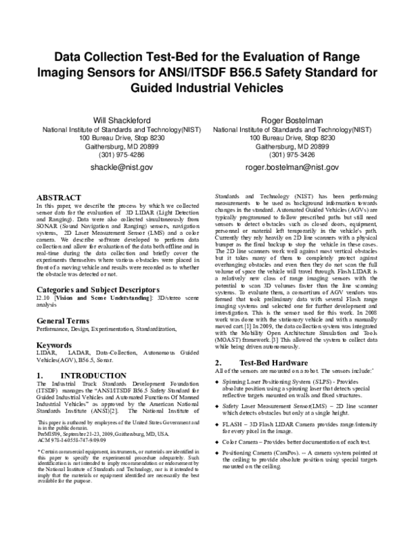 (PDF) Data collection test-bed for the evaluation of range imaging ...