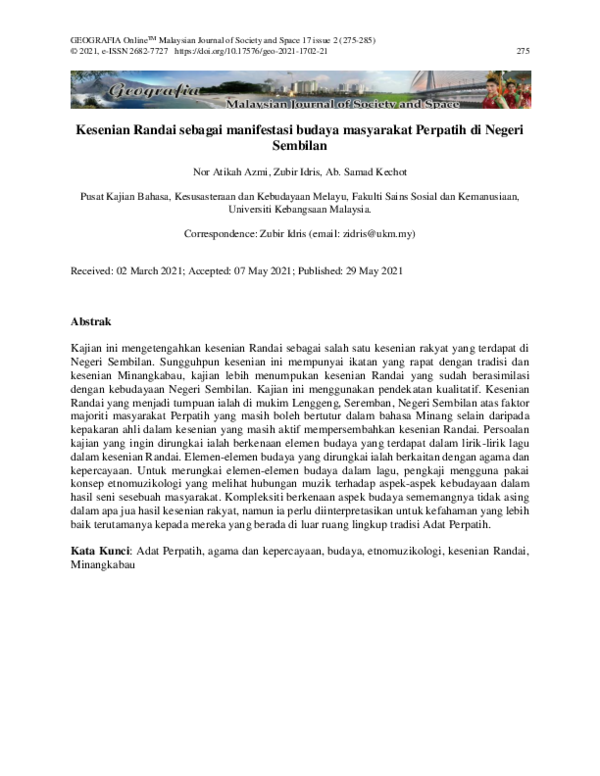 (PDF) Kesenian Randai sebagai manifestasi budaya masyarakat Pepatih di ...