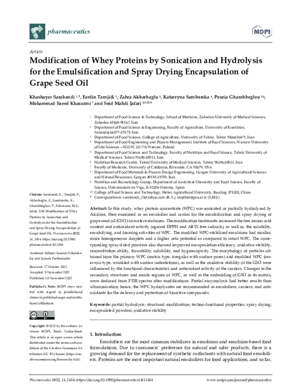 (PDF) Modification of Whey Proteins by Sonication and Hydrolysis for ...