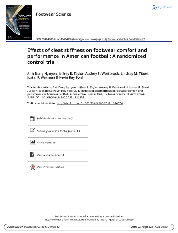 (PDF) Effects of cleat stiffness on footwear comfort and performance in ...