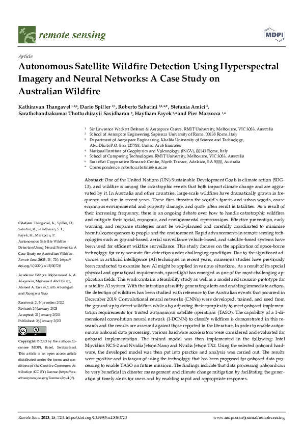(PDF) Autonomous Satellite Wildfire Detection Using Hyperspectral Imagery and Neural Networks: A ...