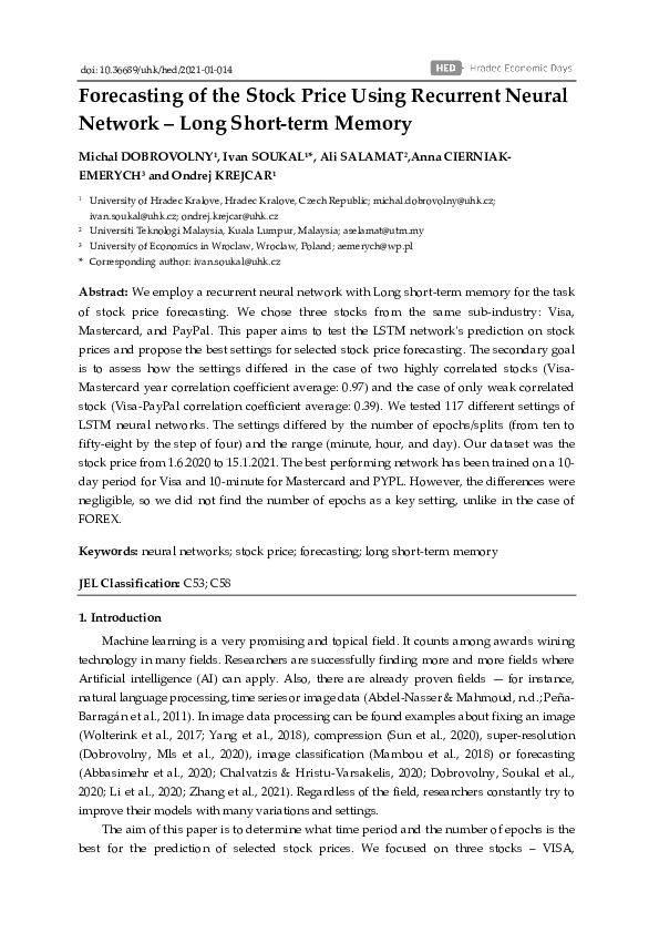 Pdf Forecasting Of The Stock Price Using Recurrent Neural Network