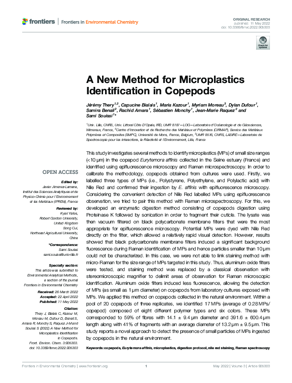 Pdf Microplastics Identification Methods In Copepods