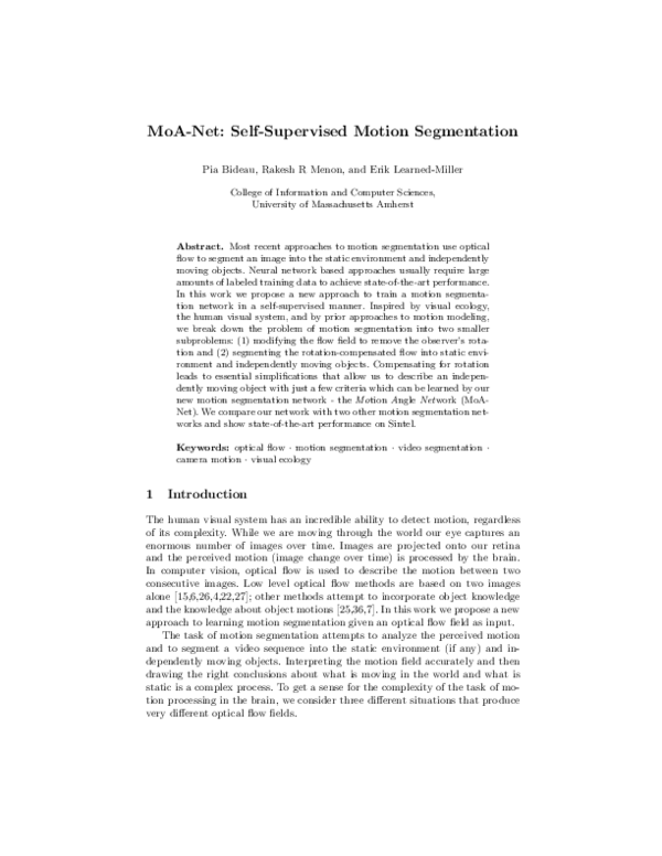 (PDF) MoA-Net: Self-supervised Motion Segmentation