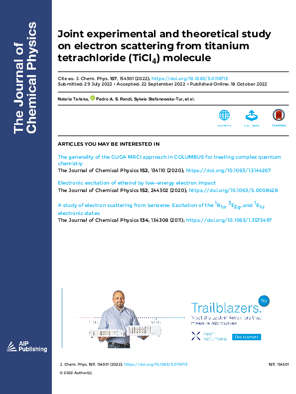 (PDF) Joint experimental and theoretical study on electron scattering ...