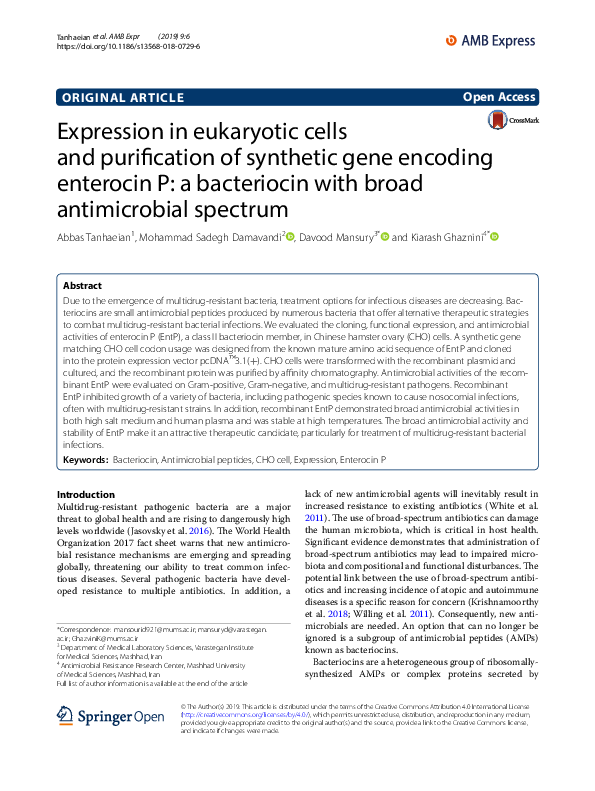 (PDF) Expression in eukaryotic cells and purification of synthetic gene ...