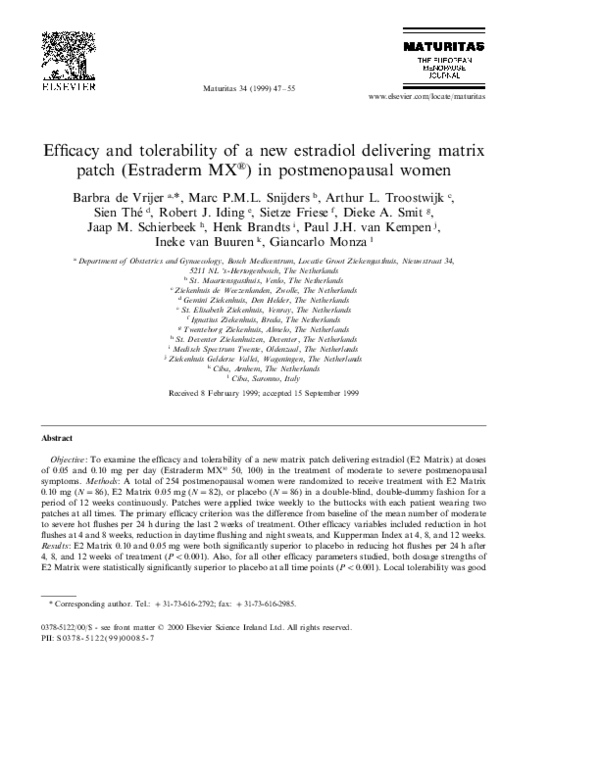 (PDF) Efficacy and tolerability of a new estradiol delivering matrix ...