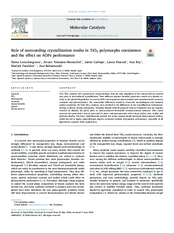 (PDF) Role of surrounding crystallization media in TiO2 polymorphs ...