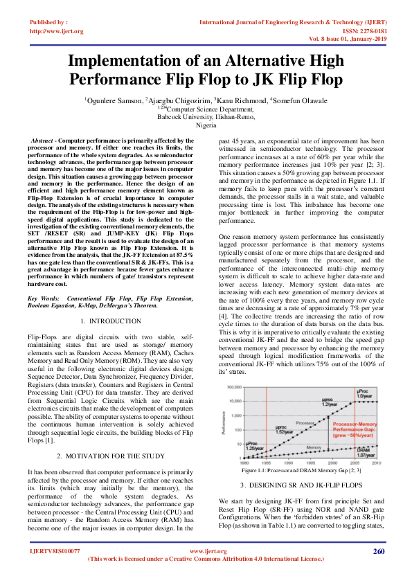 Pdf Implementation Of An Alternative High Performance Flip Flop To Jk Flip Flop