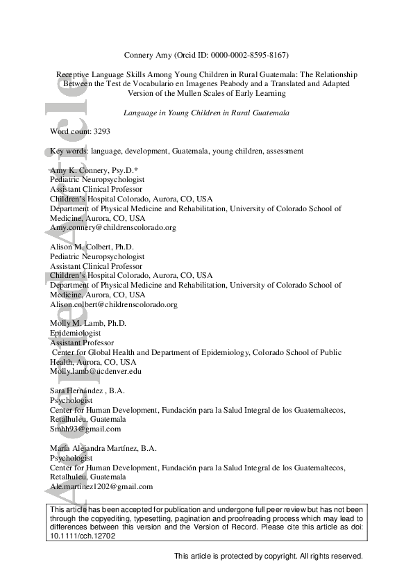 (PDF) Receptive language skills among young children in rural Guatemala ...
