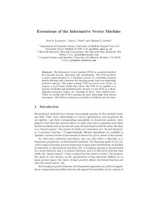 (PDF) Extensions of the Informative Vector Machine