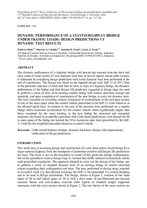 (PDF) Dynamic Performance of a Stayed Highway Bridge Under Traffic Loads: Design Predictions vs ...