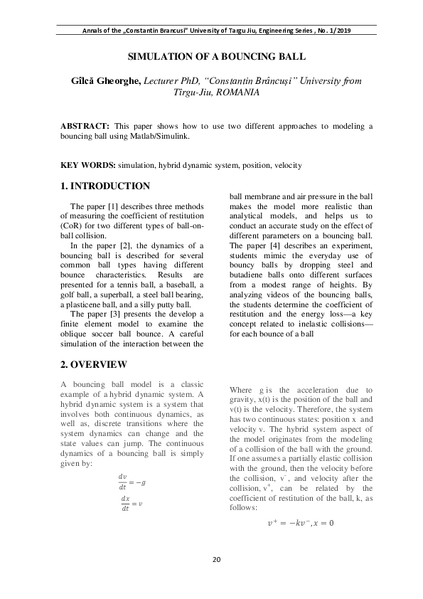 (PDF) Simulation of a Bouncing Ball