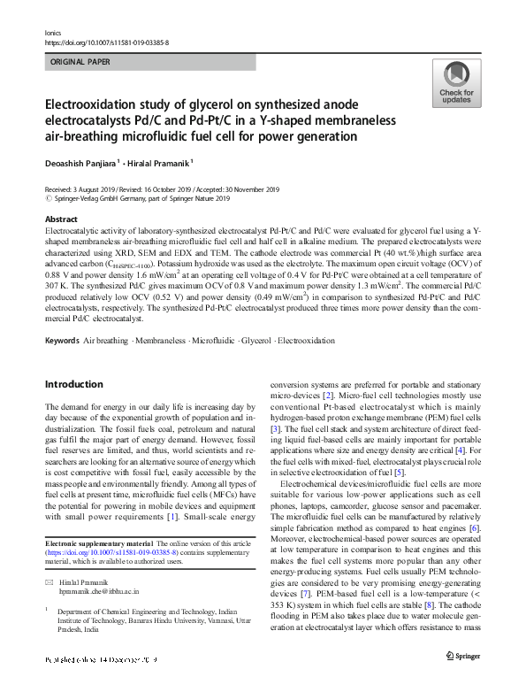 (PDF) Electrooxidation study of glycerol on synthesized anode ...