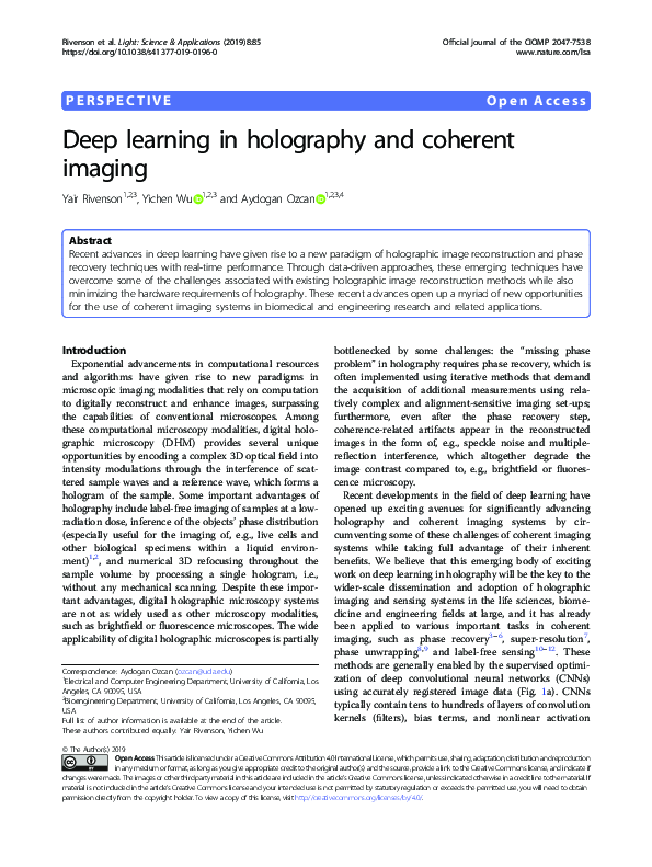 (PDF) Multi-dimensional Imaging by Compressive Digital Holography