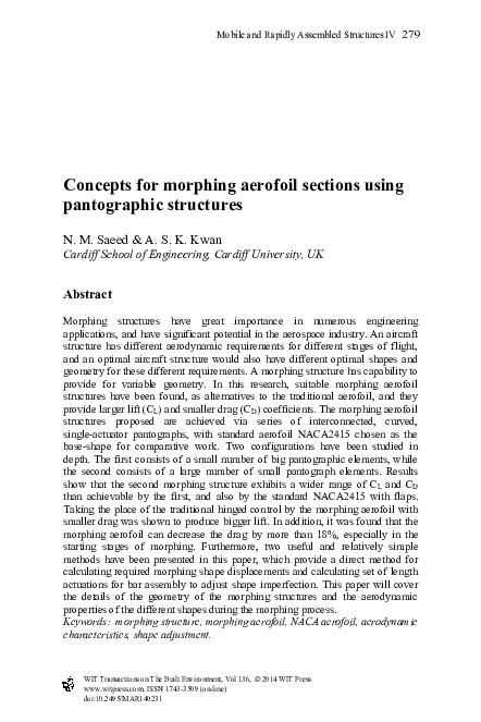 (PDF) Concepts for morphing aerofoil sections using pantographic structures