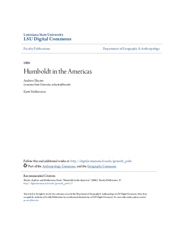 (PDF) Humboldt in the Americas*
