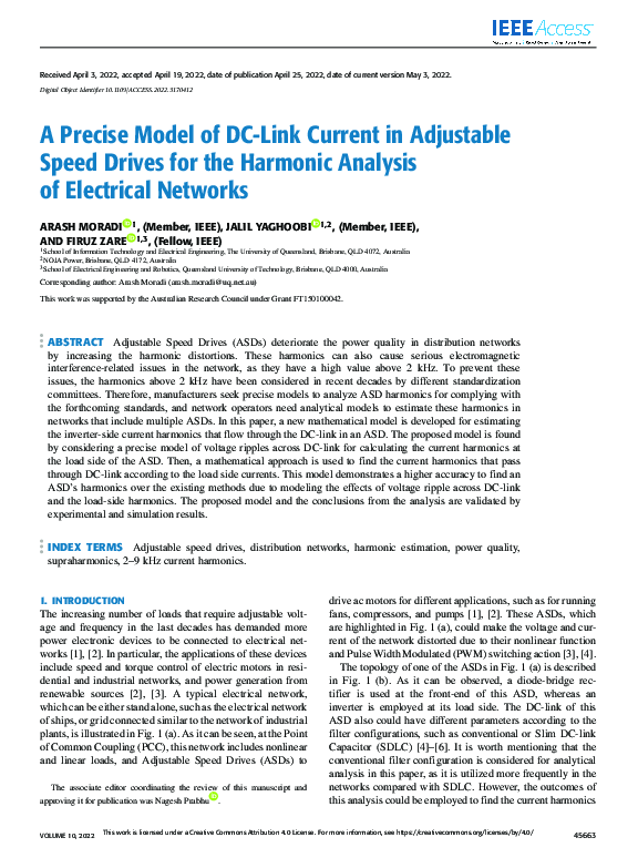 (PDF) A Precise Model of DC-Link Current in Adjustable Speed Drives for the Harmonic Analysis of ...