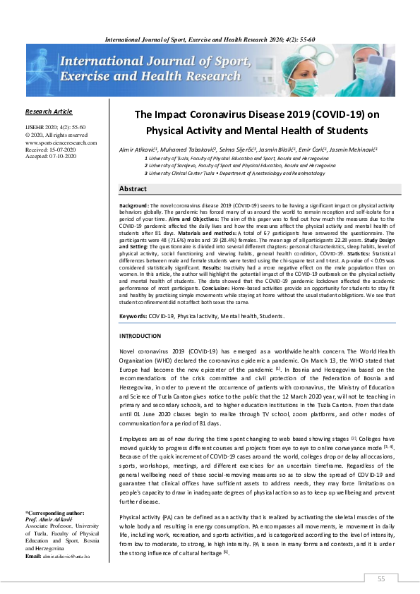 (PDF) The Impact Coronavirus Disease 2019 (COVID-19) on Physical ...