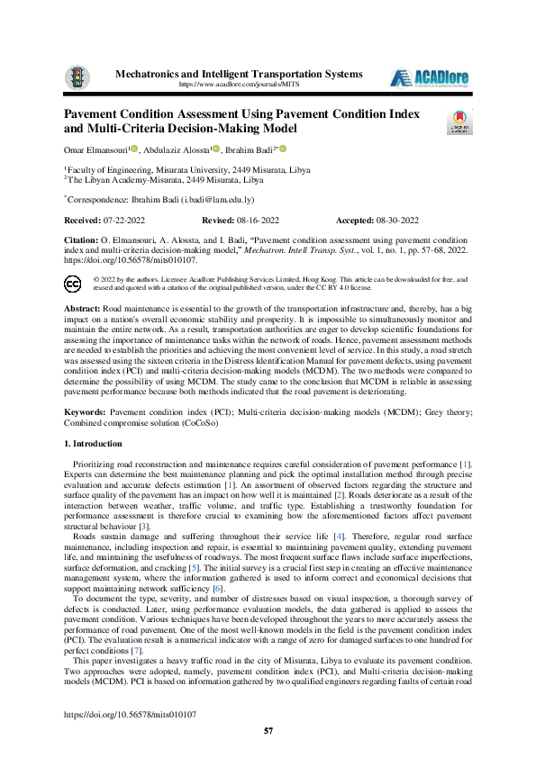 (PDF) Pavement Condition Assessment Using Pavement Condition Index and ... (PDF) Pavement Condition Assessment Using Pavement Condition Index and ...