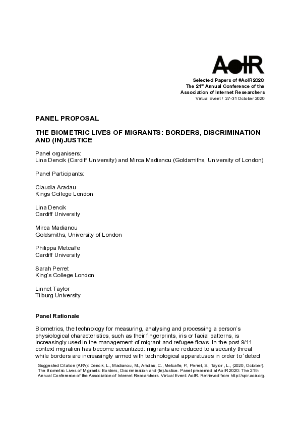 (PDF) The Biometric Lives of Migrants: Borders, Discrimination and (In ...