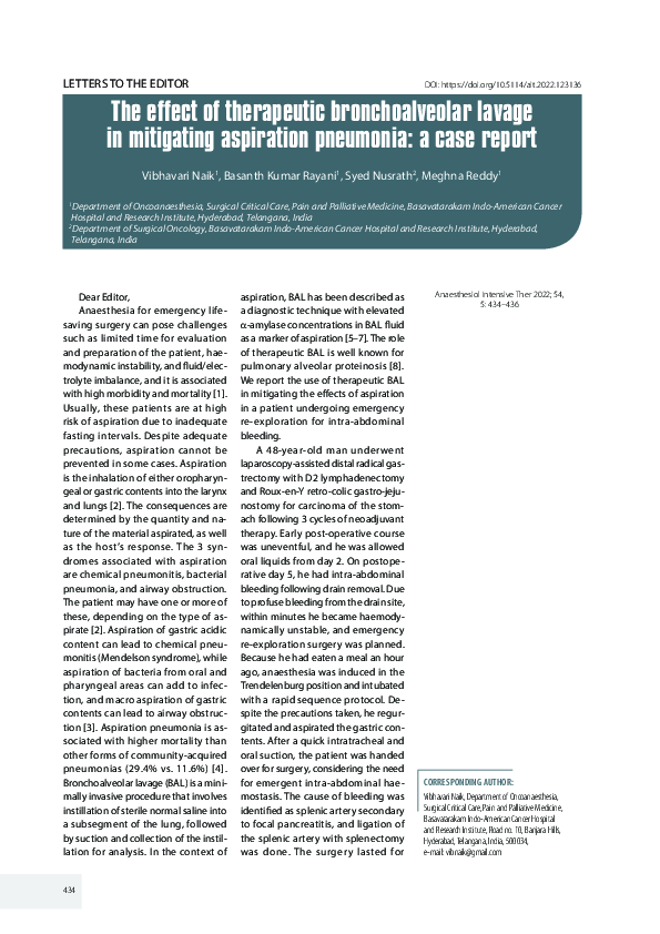 (PDF) The effect of therapeutic bronchoalveolar lavage in mitigating ...