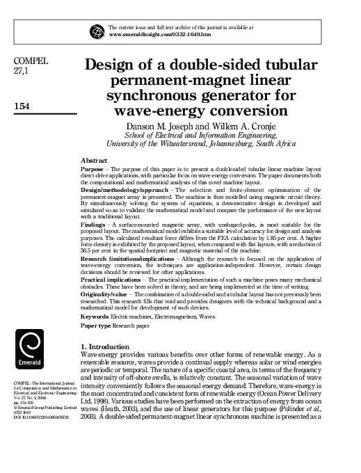 (PDF) Design of a double‐sided tubular permanent‐magnet linear ...