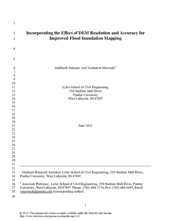 Pdf Incorporating The Effect Of Dem Resolution And Accuracy For Improved Flood Inundation Mapping